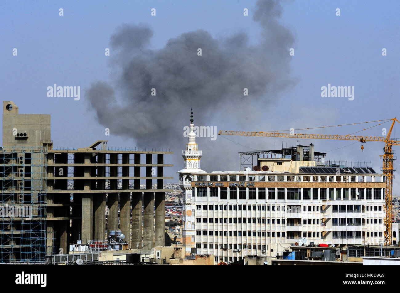 Damascus, Syria. 2nd Mar, 2018. Smoke rises from the rebel-held Eastern ...