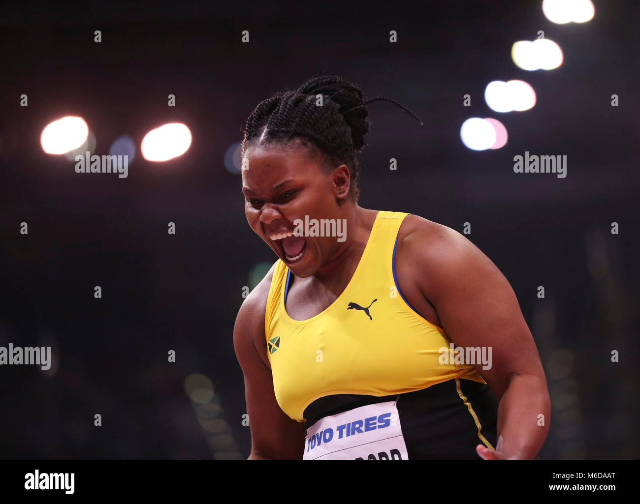 Birmingham. 2nd Mar, 2018. Danniel Thomas-Dodd of Jamaica reacts during ...