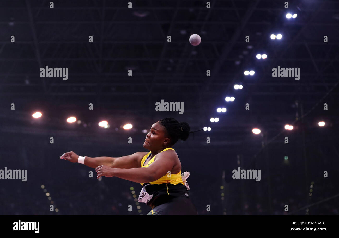 Birmingham. 2nd Mar, 2018. Danniel Thomas-Dodd of Jamaica competes ...