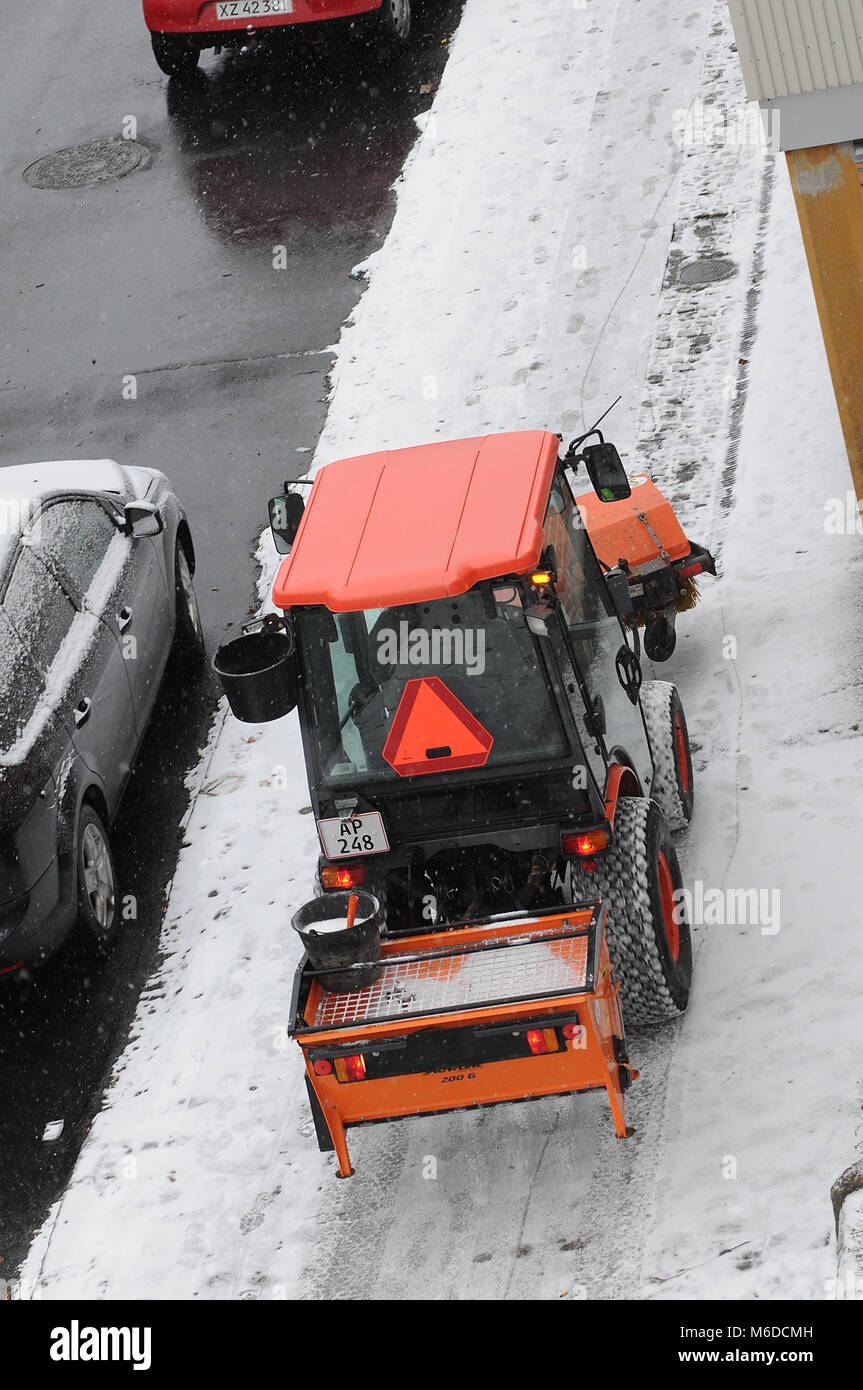 Copenhagen / Denmark,03.March 2018 Snow falls in danish capital ...
