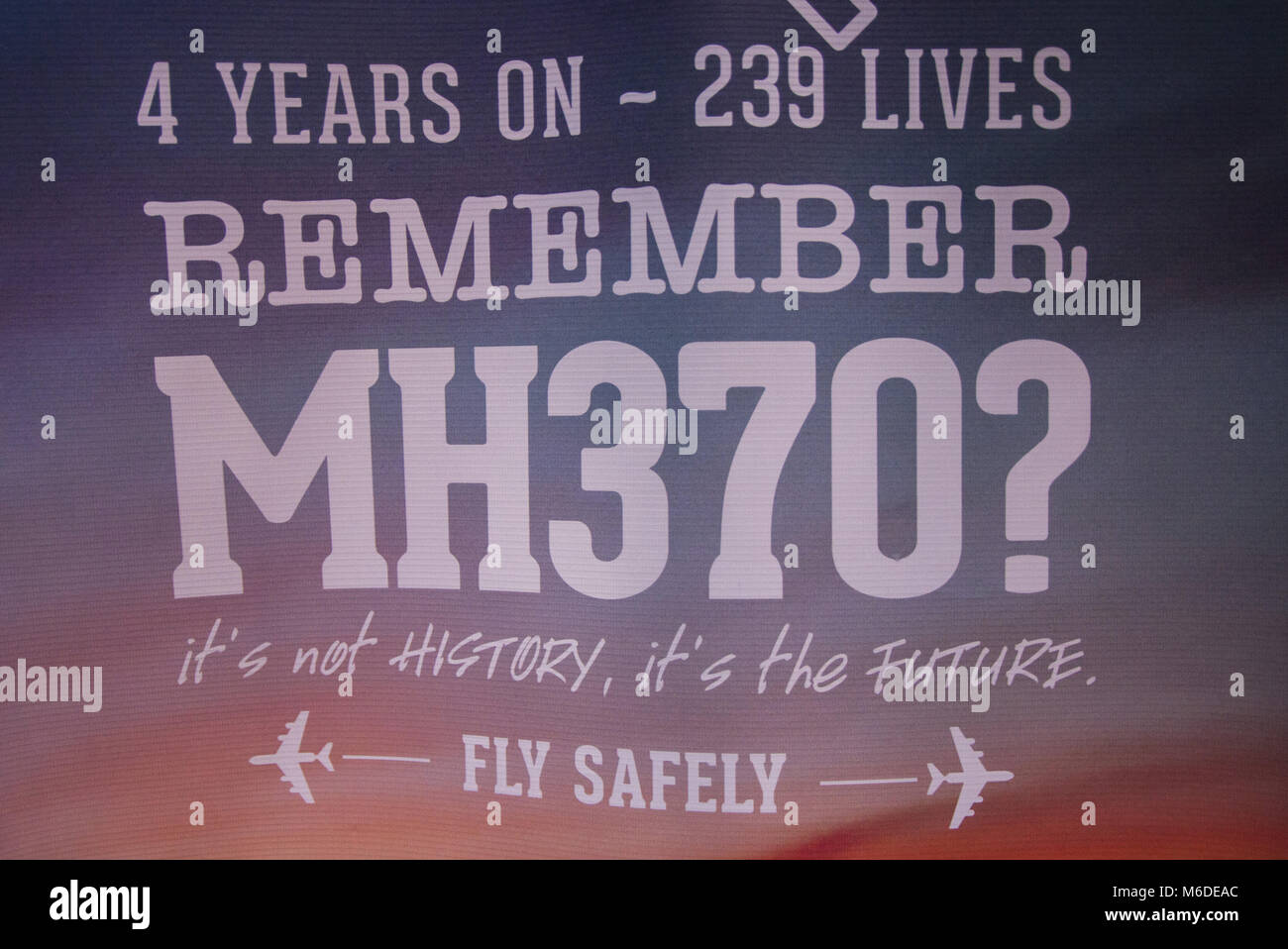 Kuala Lumpur, KL, Malaysia. 3rd Mar, 2018. A MH370 poster seen at the ...