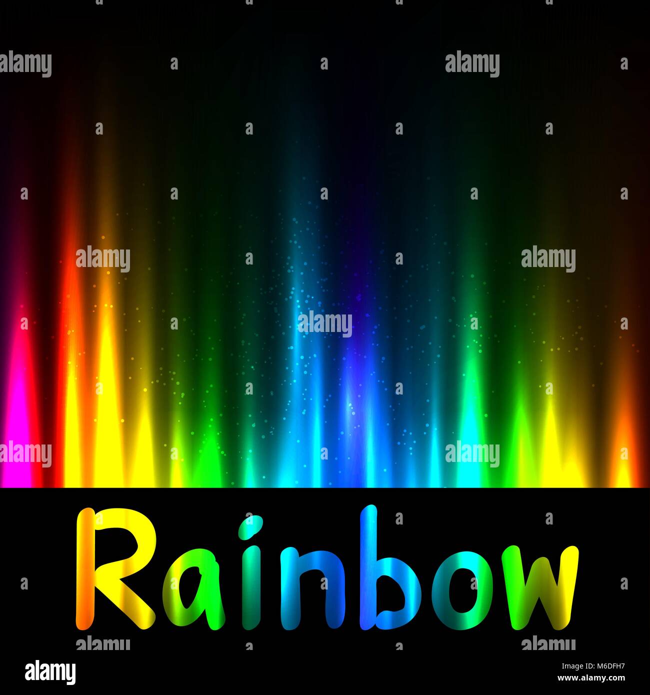 Text rainbow on colors lights dark template background. Natural ...
