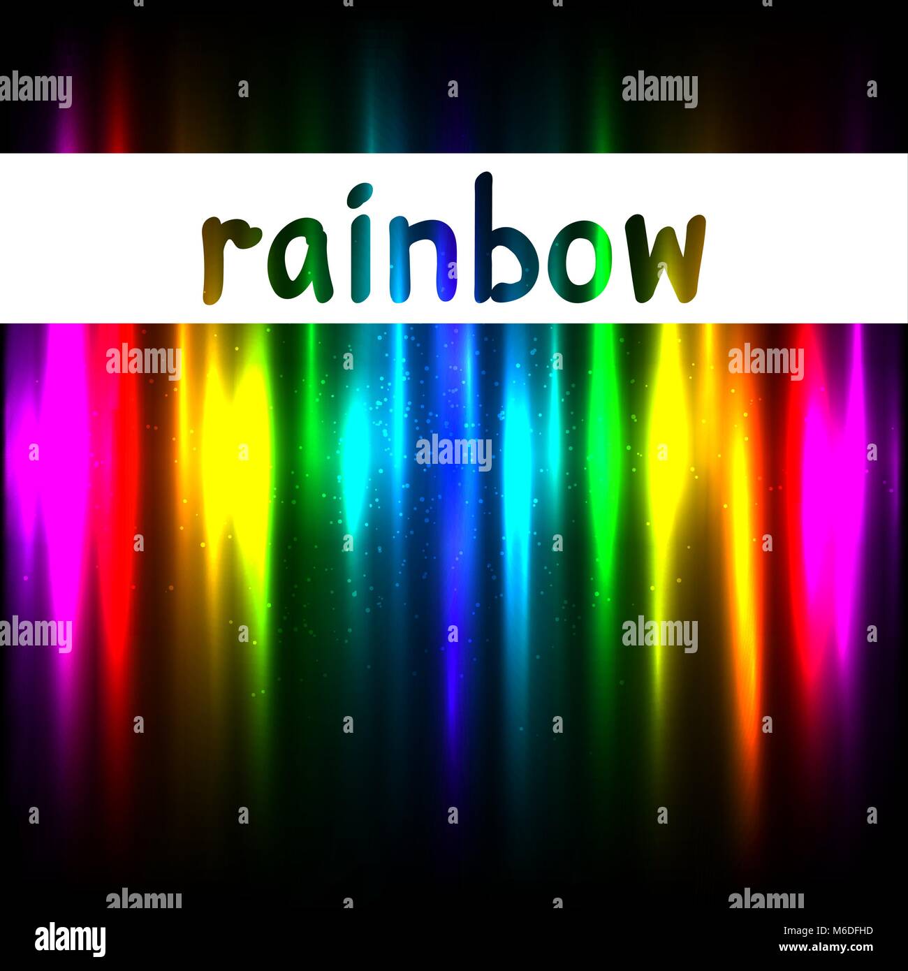 Text rainbow on colors lights template background. Natural radiance ...
