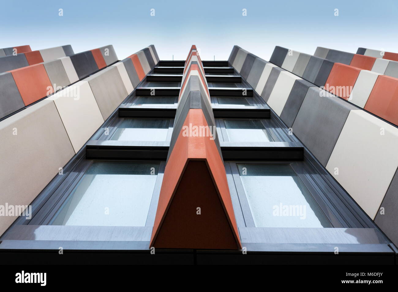 Orange, grey and white brise soleil sun breakers office building Stock ...