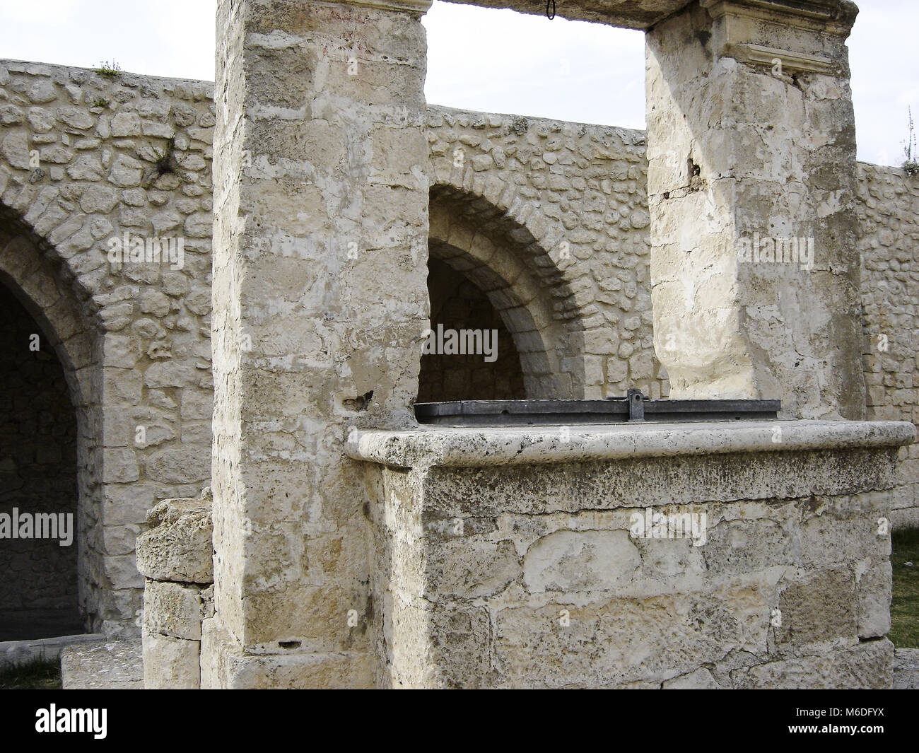 detail of the walls of the court of an old monastery Stock Photo - Alamy