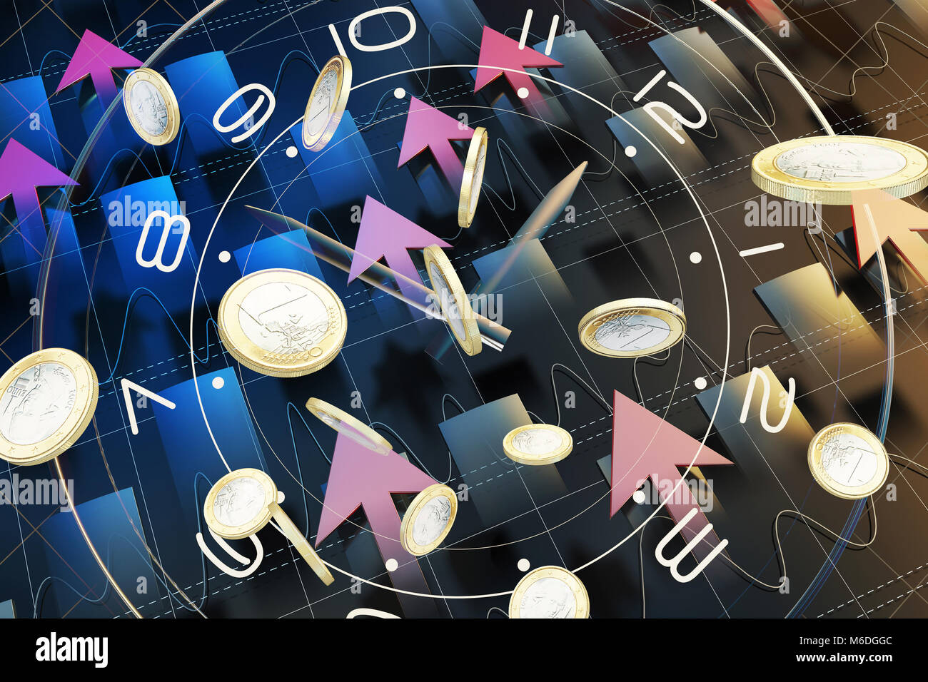 Financial stock market data, successful arrow, access to economic ...