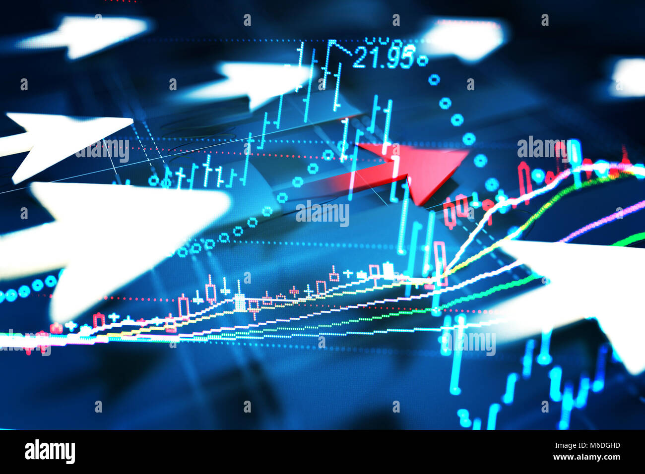 Financial stock market data, successful arrow, access to economic ...