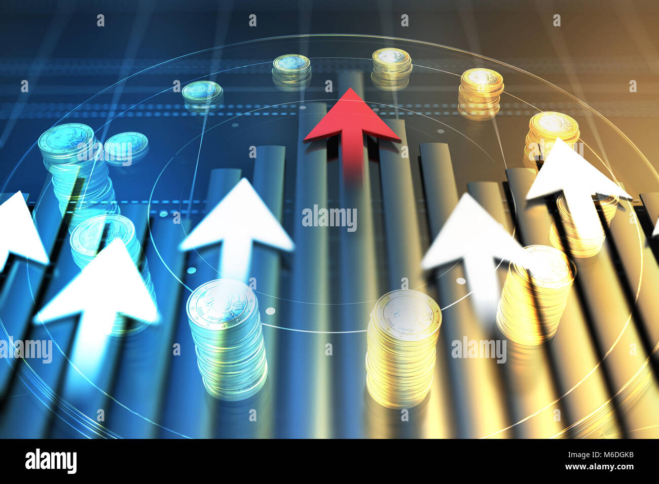Financial stock market data, successful arrow, access to economic ...