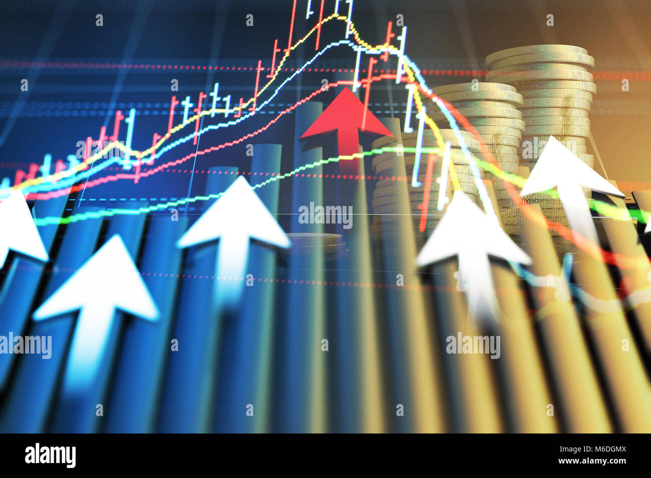 Financial stock market data, successful arrow, access to economic ...
