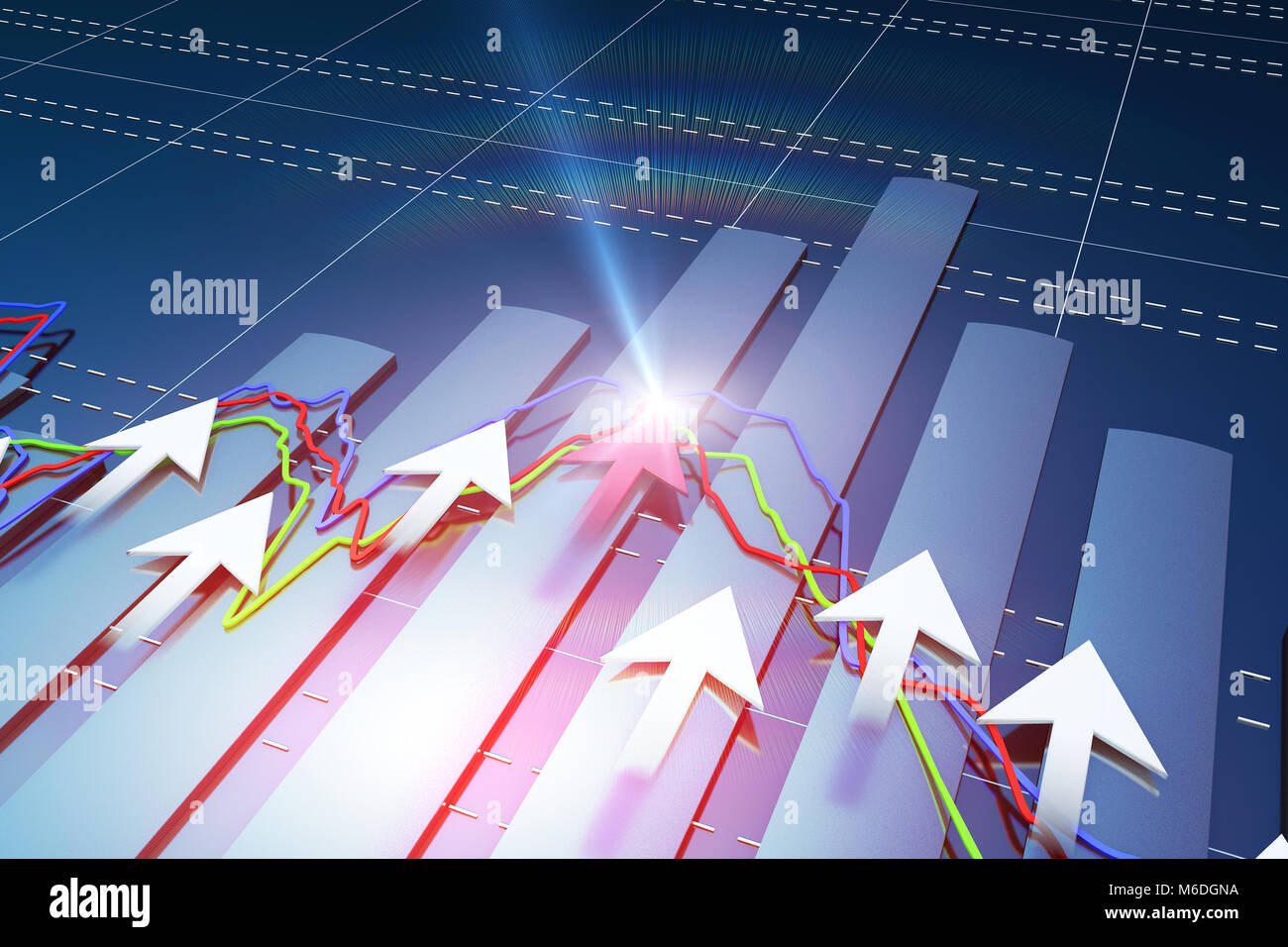 Financial stock market data, successful arrow, access to economic ...