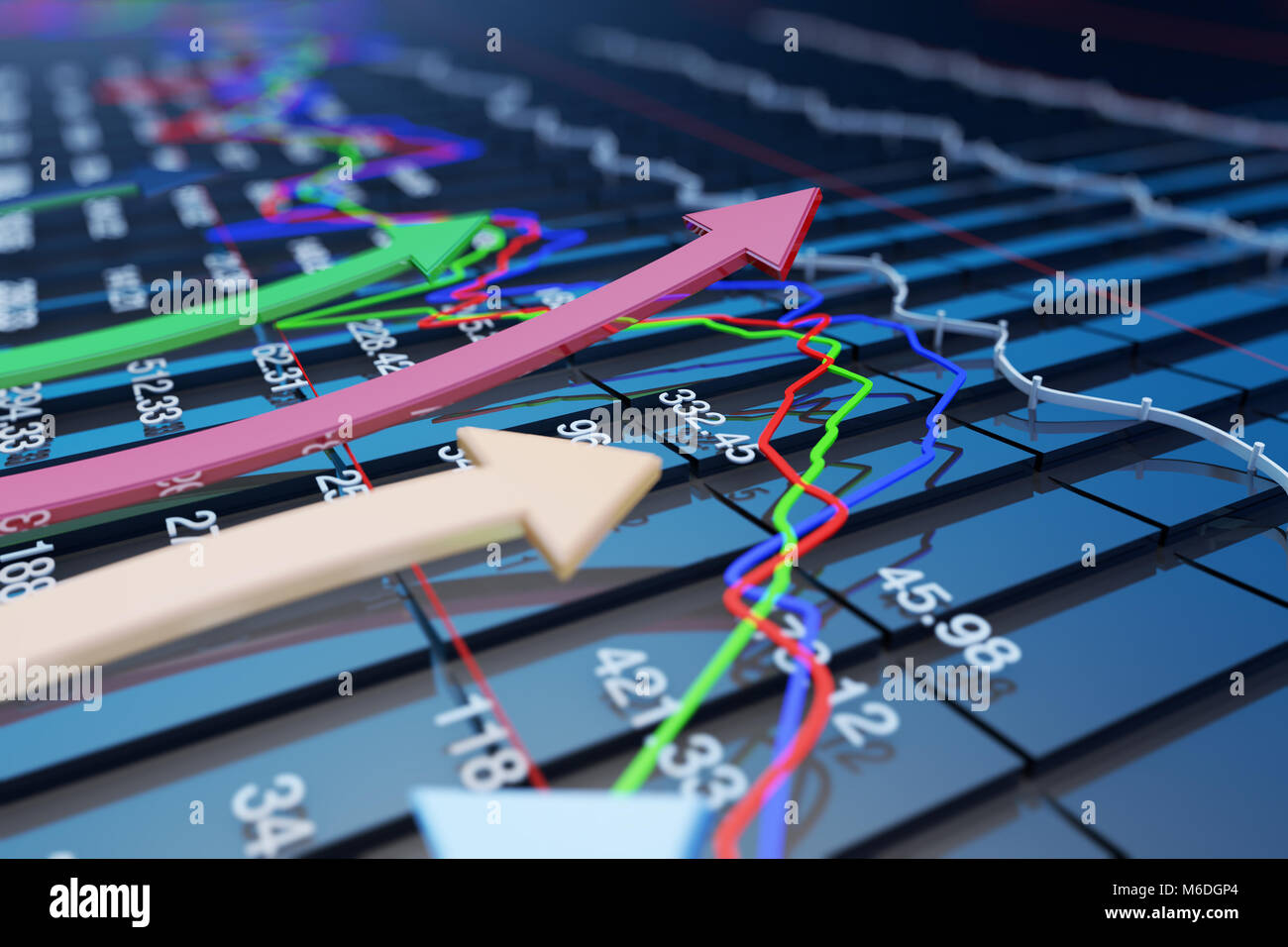 Financial stock market data, successful arrow, access to economic ...