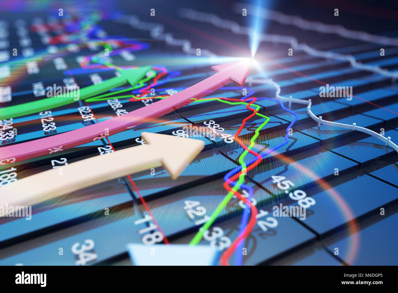 Financial stock market data, successful arrow, access to economic ...