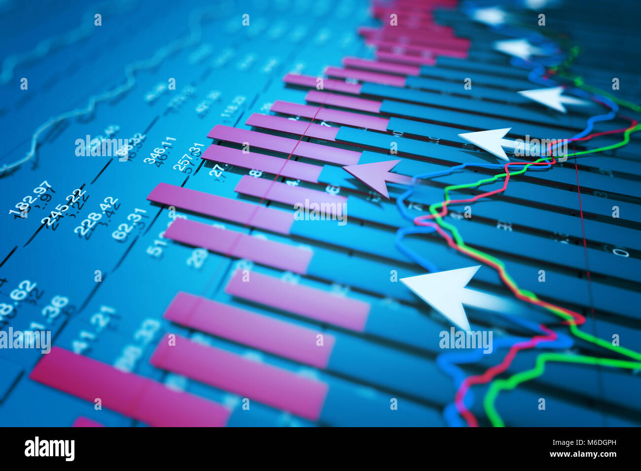 Financial stock market data, successful arrow, access to economic ...