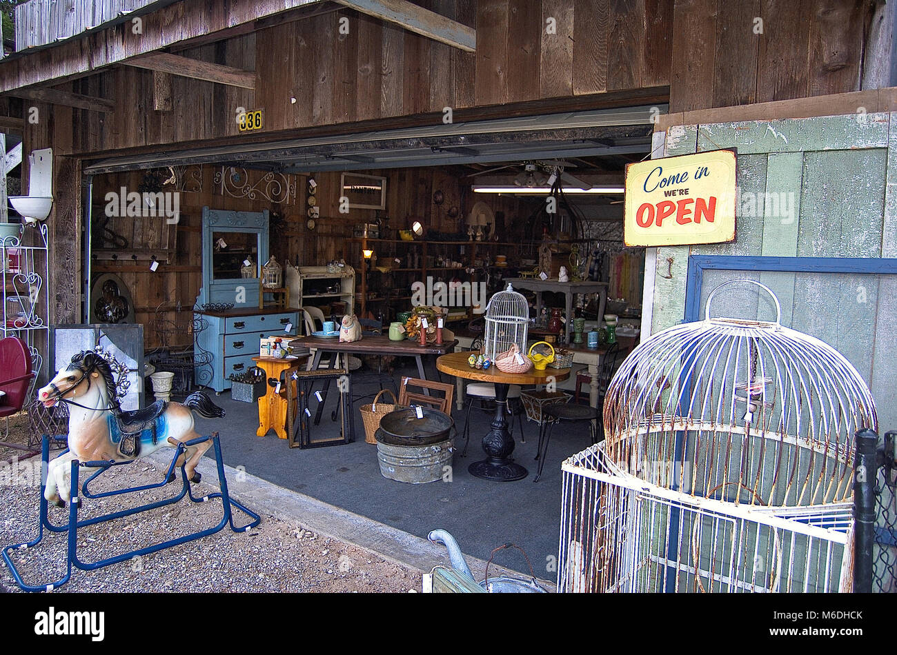 Booth in a flea market swap meet preparing for business Stock Photo - Alamy