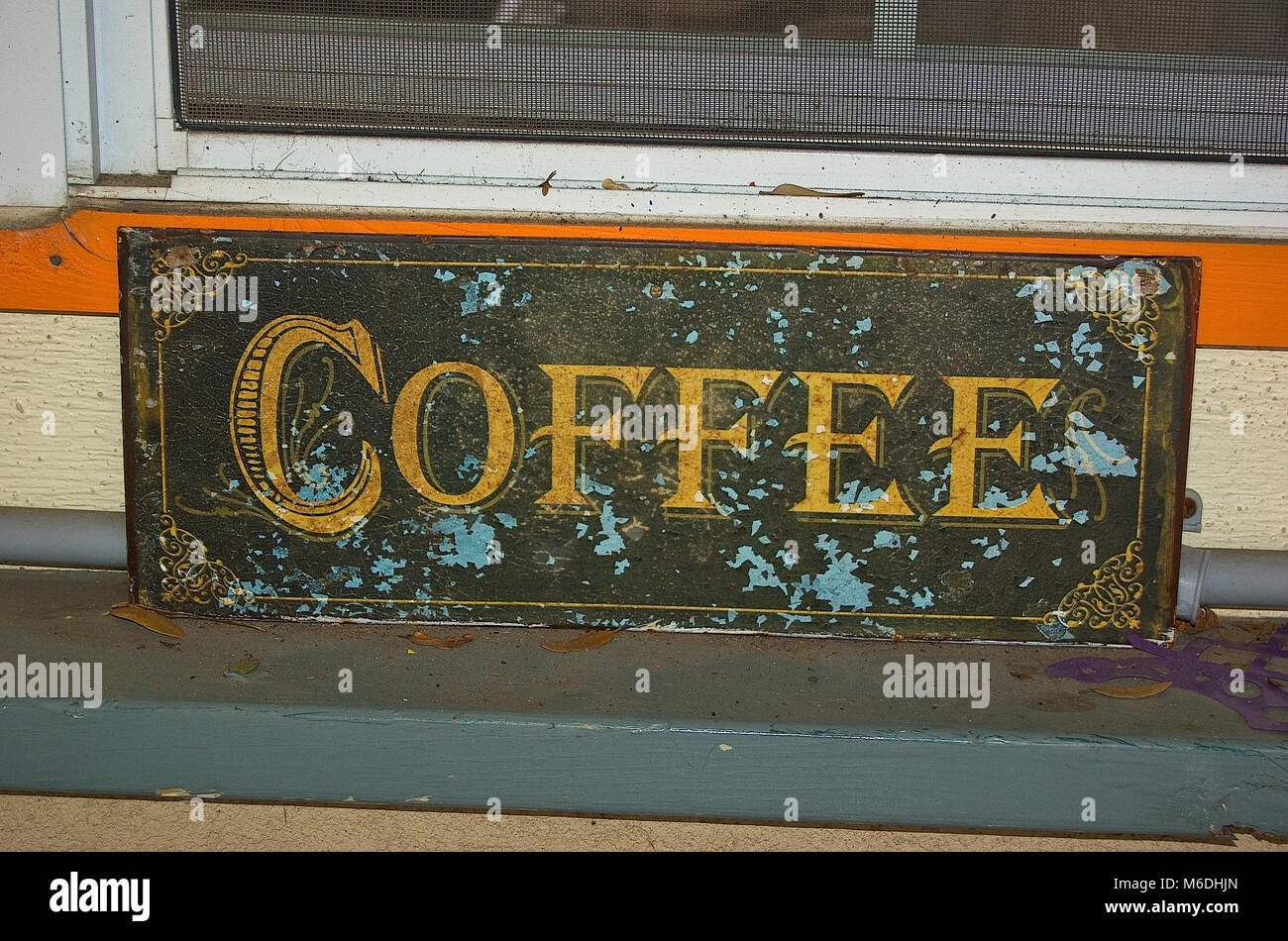 Rusty old Coffee sign Stock Photo - Alamy