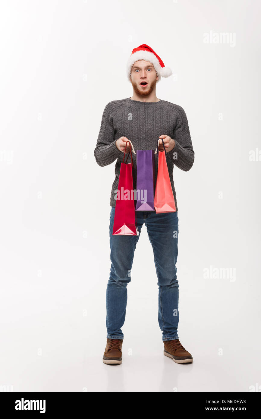 Christmas Concept - attractive young caucasian man surprising shocking ...