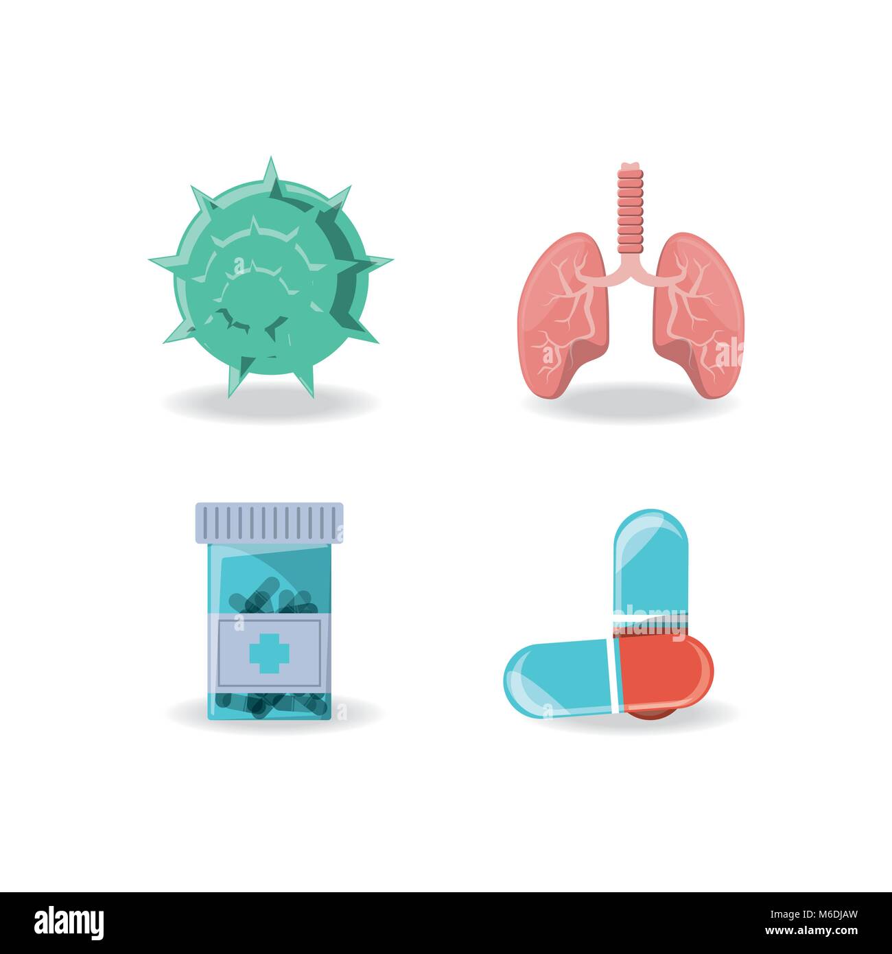 tuberculosis related icon set over white background, colorful design ...