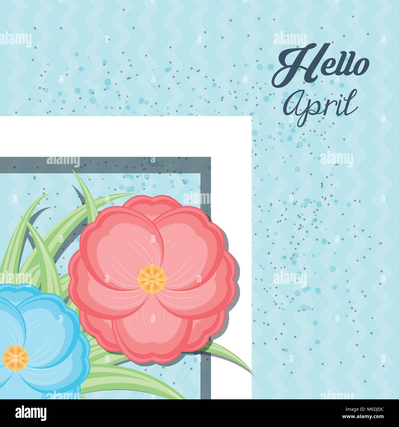 Hello april design with decorative frame with beautiful flowers over ...