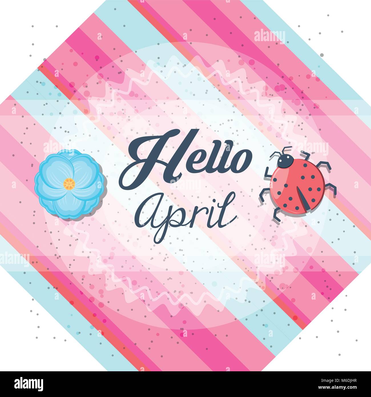 Hello april design with colorful rhombus frame with beautiful flower ...