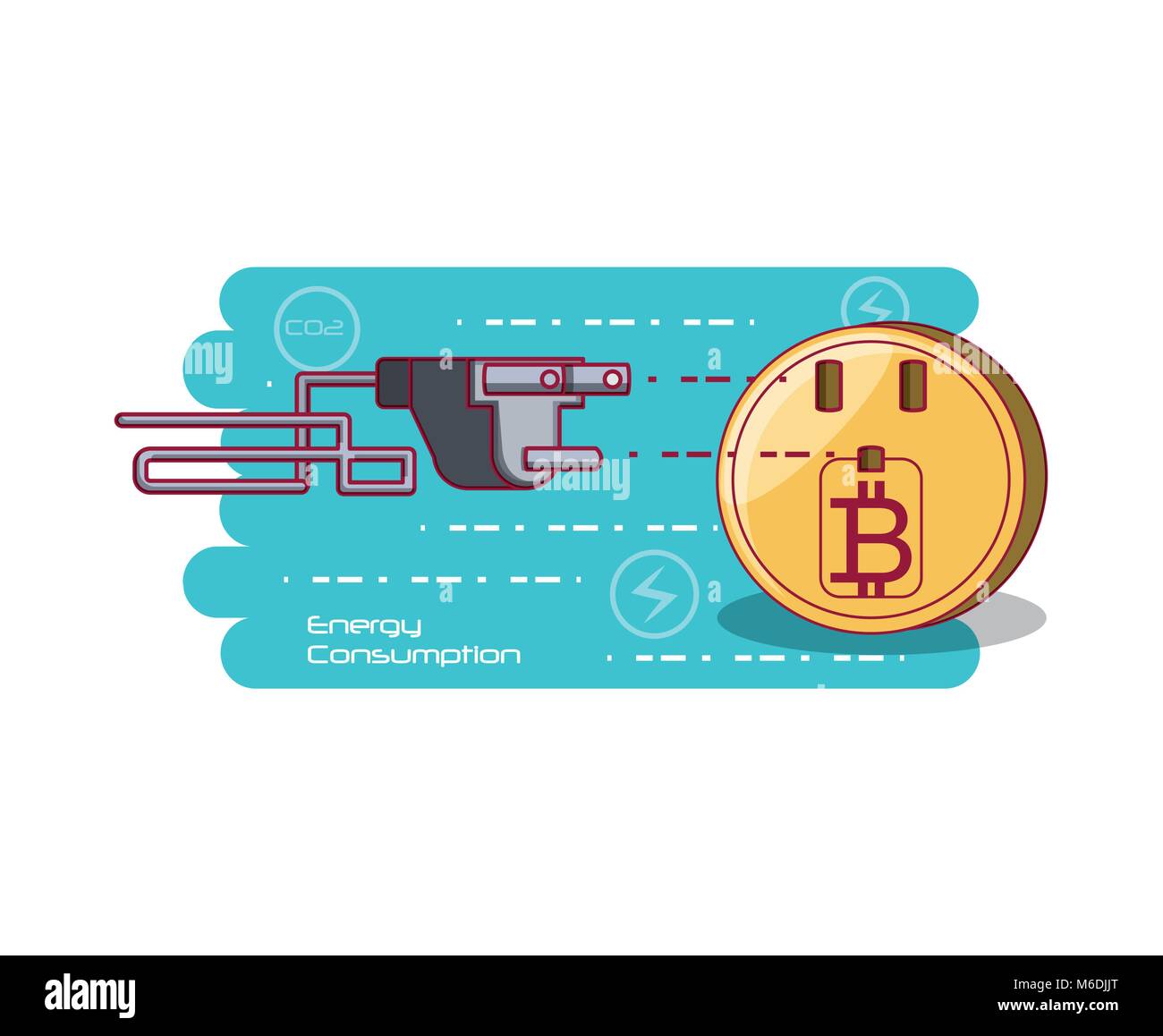 Bitcoin Energy Consumption design with energy plug and bitcoin coin ...