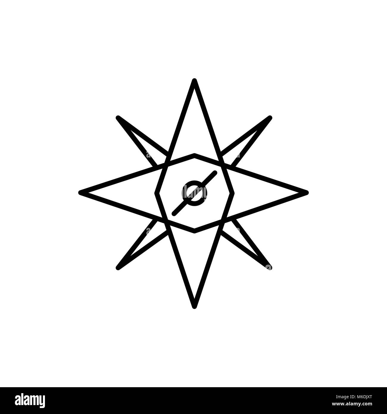 Compass Cardinal Direction Adventure Thin Line Icon Symbol Vector ...