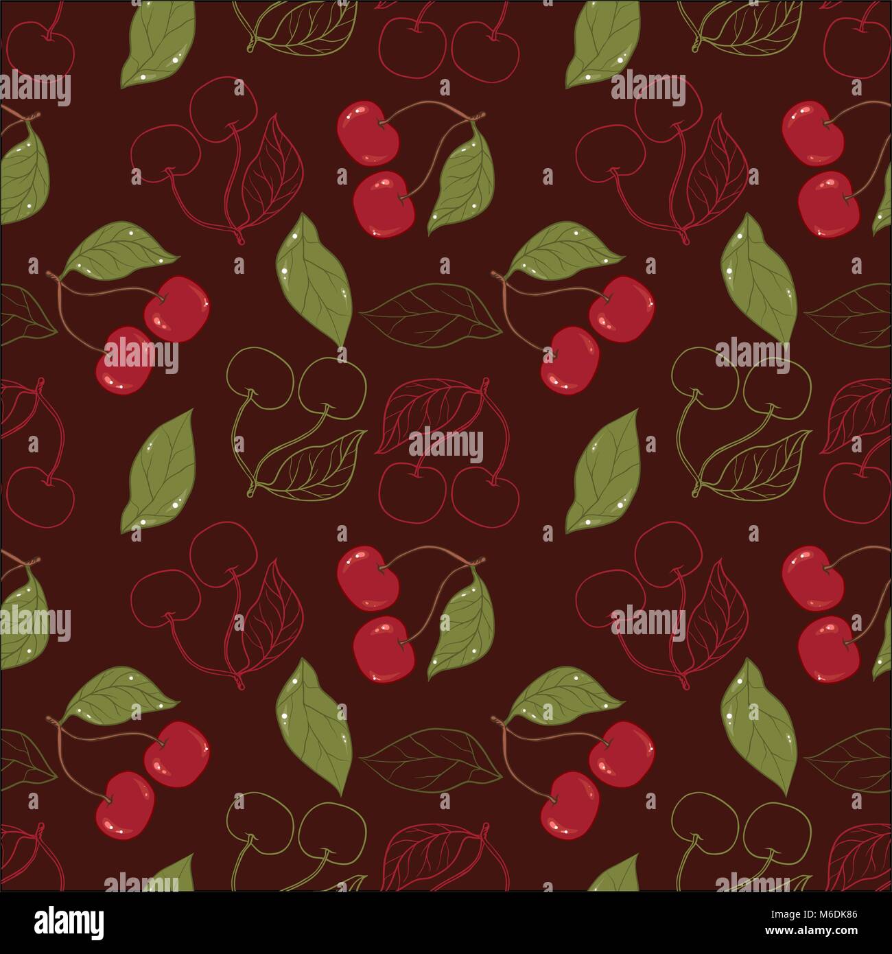 Ornate cherry pattern isolated on a broun background Stock Vector Image ...