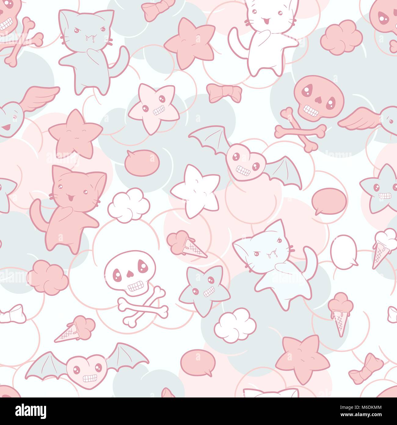 Seamless pattern with doodle. Vector kawaii illustration Stock Vector ...