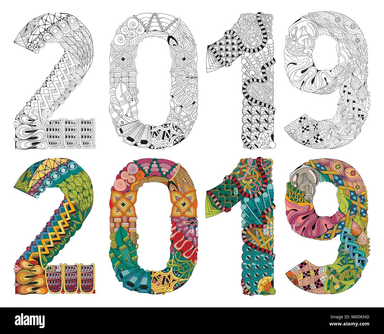 Zentangle vector vectors numbers hi-res stock photography and images ...