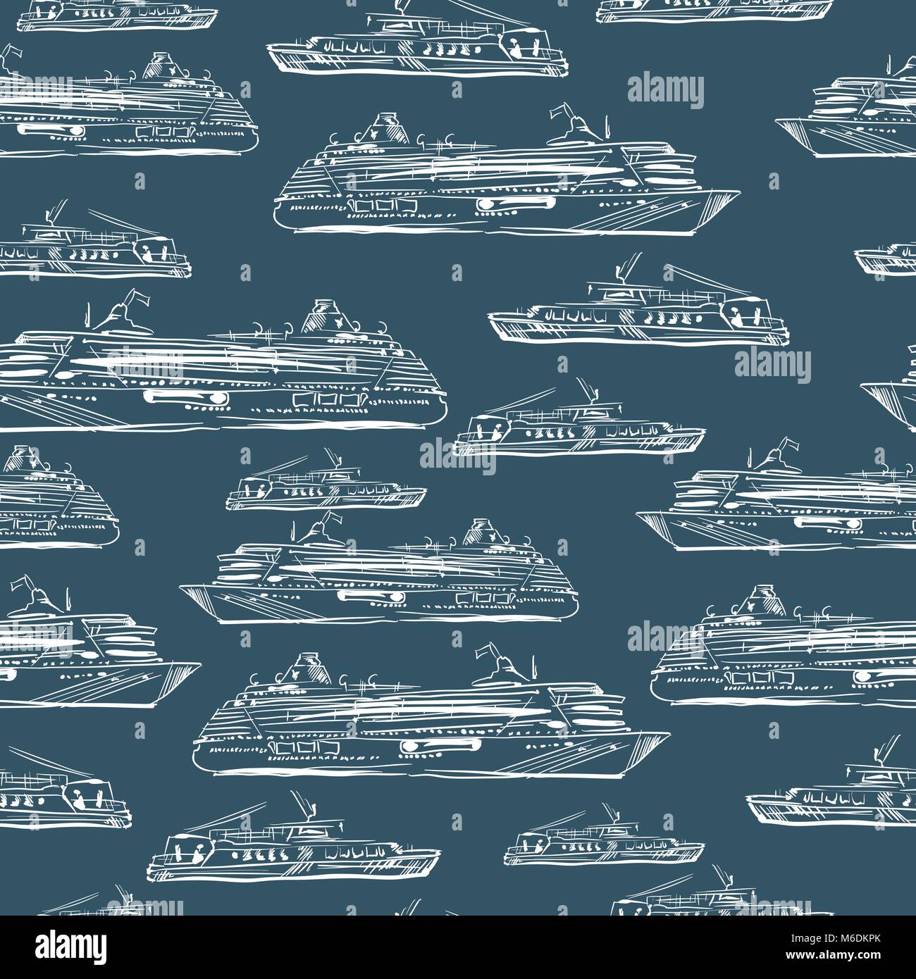 Seamless sea hand drawn pattern with ships Stock Vector Image & Art - Alamy