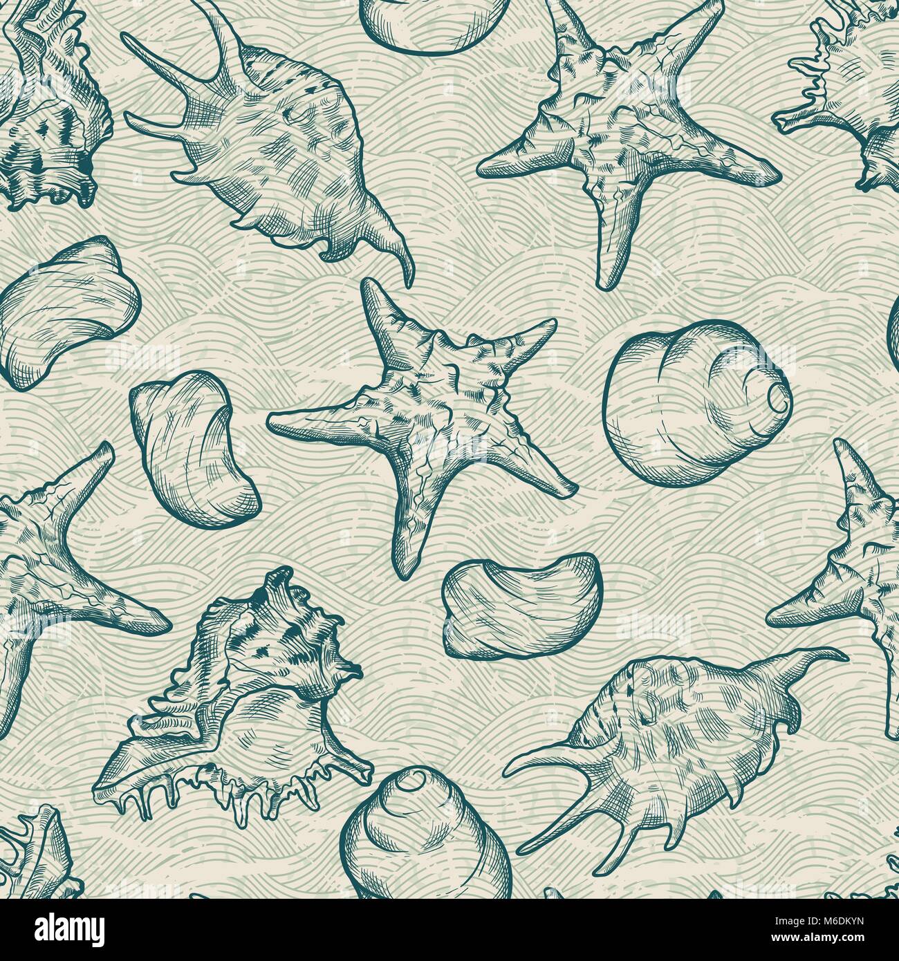 Seamless background with shells Stock Vector Image & Art - Alamy