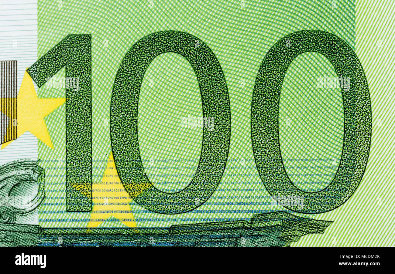 One hundred euro banknote in a macro shot. High resolution photo Stock ...