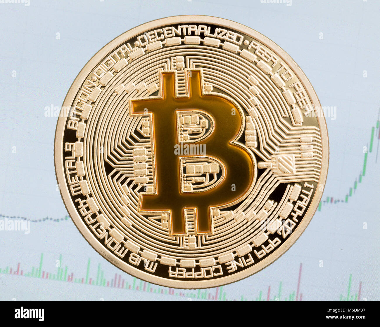 Golden cruptocurrency coin yellow bitcoin on blue background. High ...