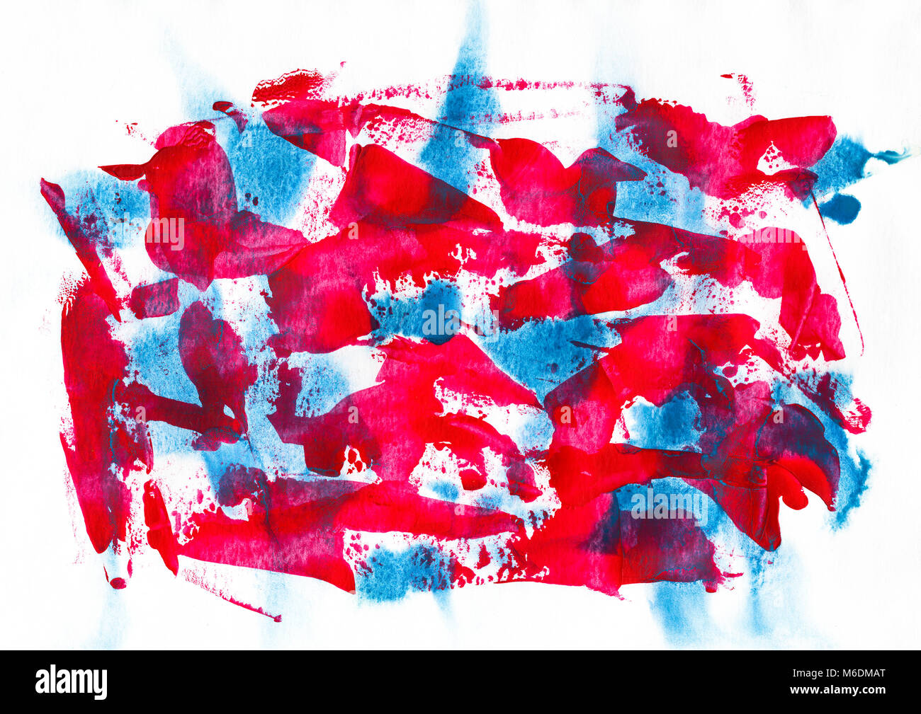 red and blue acrylic and watercolor painting art on paper texture ...