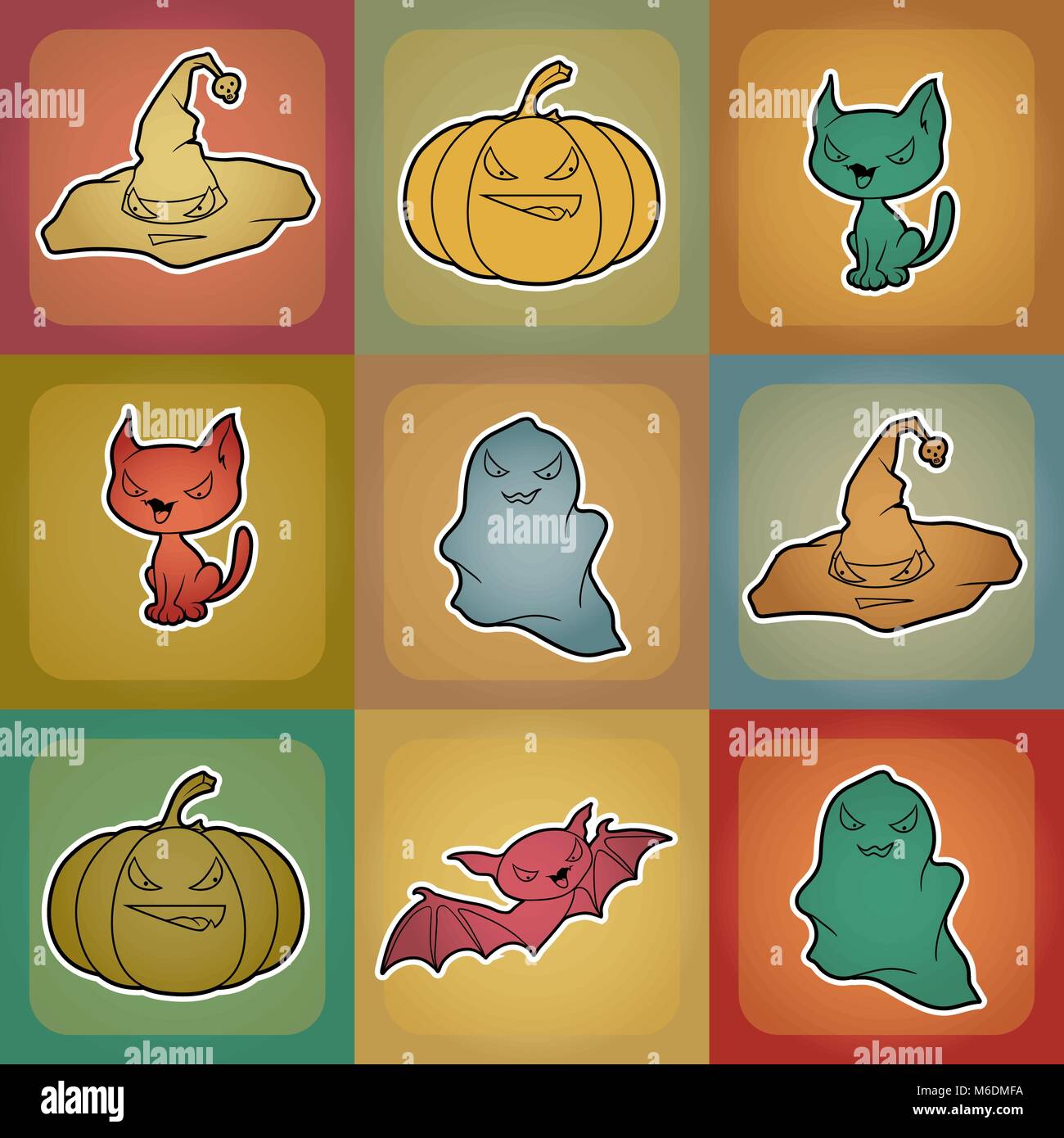 Vector background of Halloween-related objects and creatures Stock ...