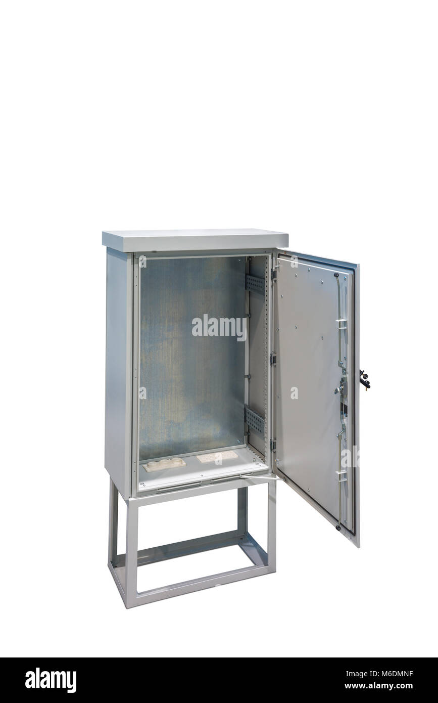 model of metal electric control box isolated on white background Stock ...