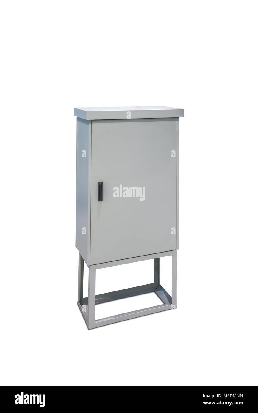 model of metal electric control box isolated on white background Stock ...