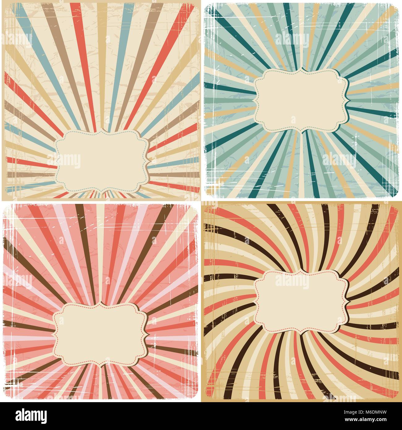 Set of 4 vintage lines background on paper texture Stock Vector Image ...
