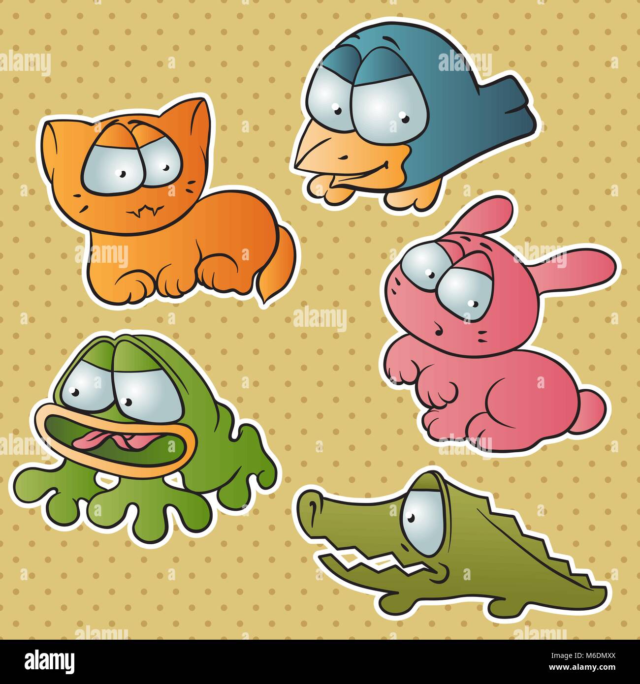 Set of five cute cartoon vector animals Stock Vector Image & Art - Alamy