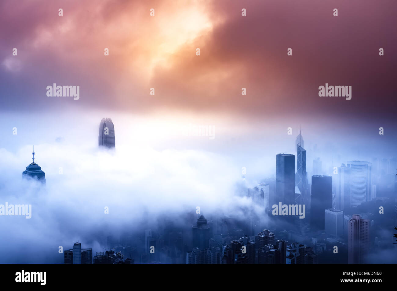 Misty morning view at Hong Kong City Stock Photo - Alamy