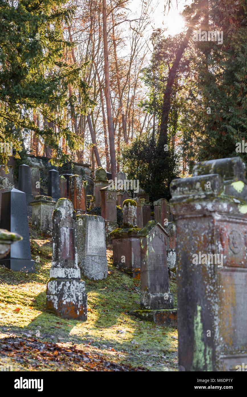 Old Jewish cemetery with weathered tombstones, Germany Stock Photo - Alamy