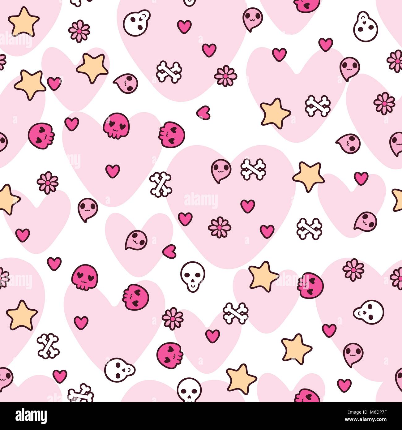 Seamless pattern with doodle. Vector kawaii illustration Stock Vector ...