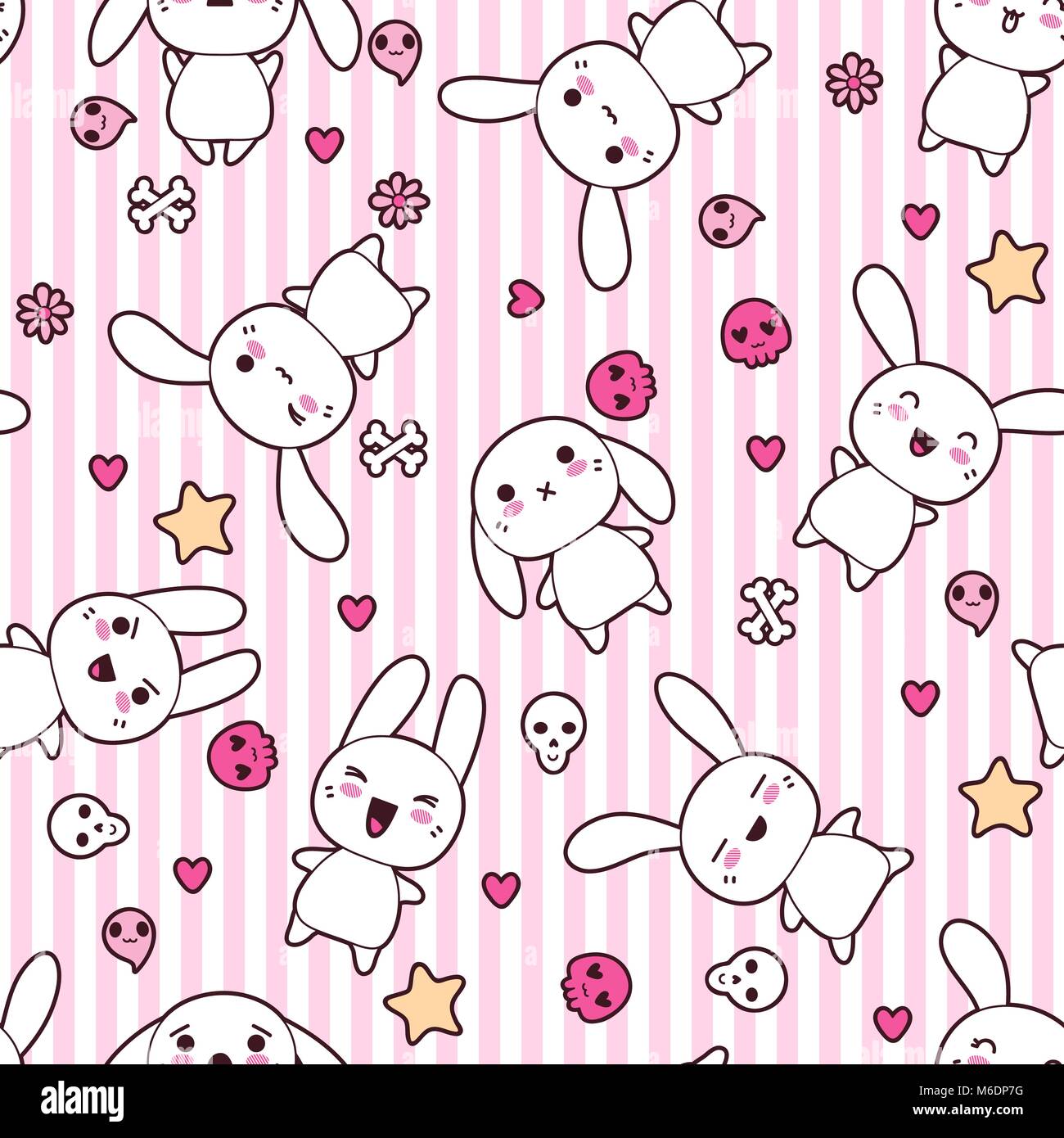 Seamless pattern with doodle. Vector kawaii illustration Stock Vector ...