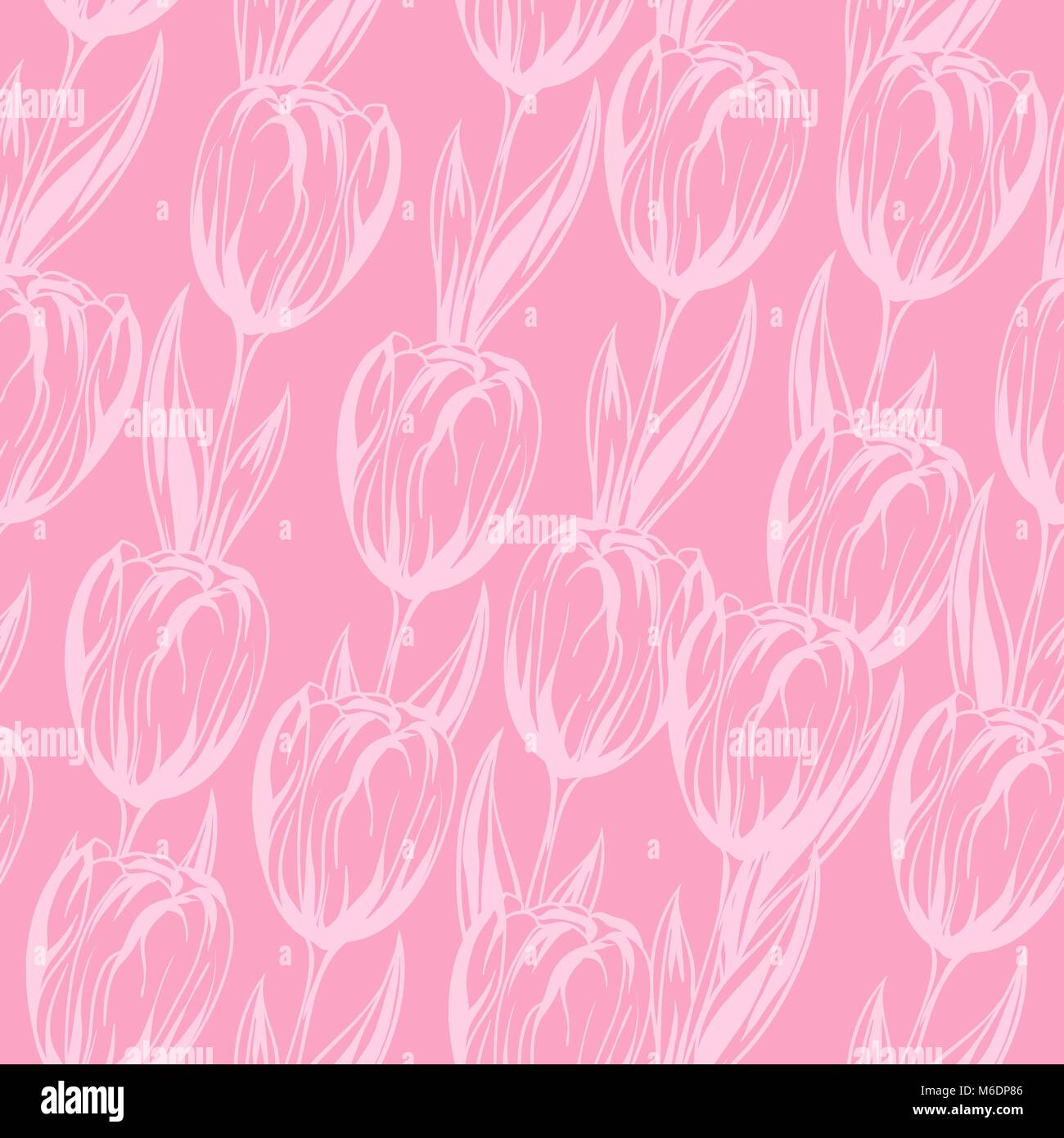 Seamless pattern with pink tulips. Vector background Stock Vector Image ...