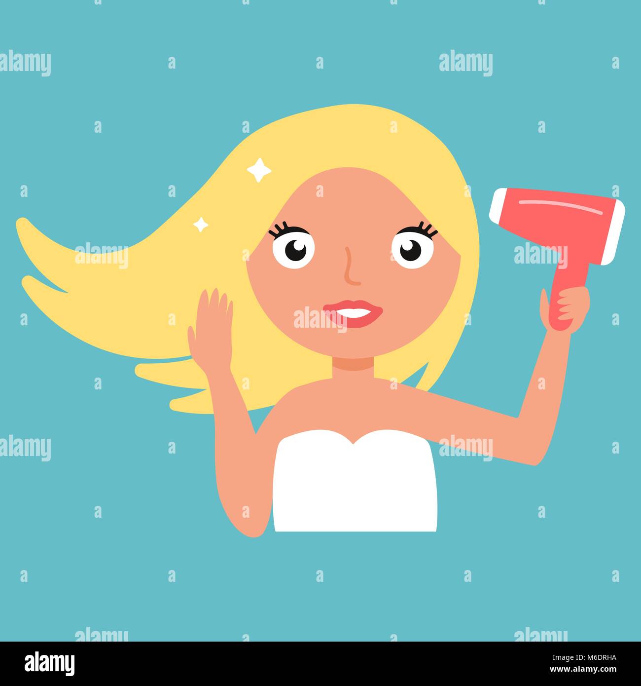 Woman hair blonde hair dryer Stock Vector Images - Alamy