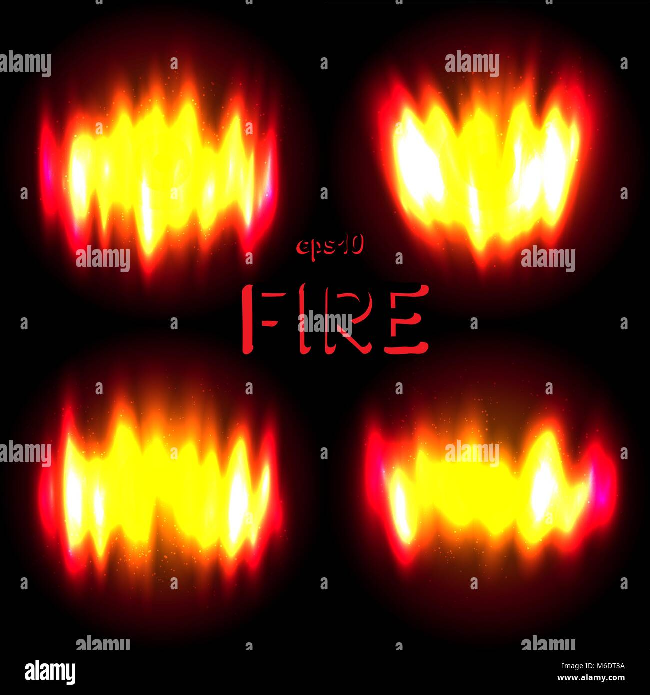 Fire blurred radiance set with text message on dark black background ...