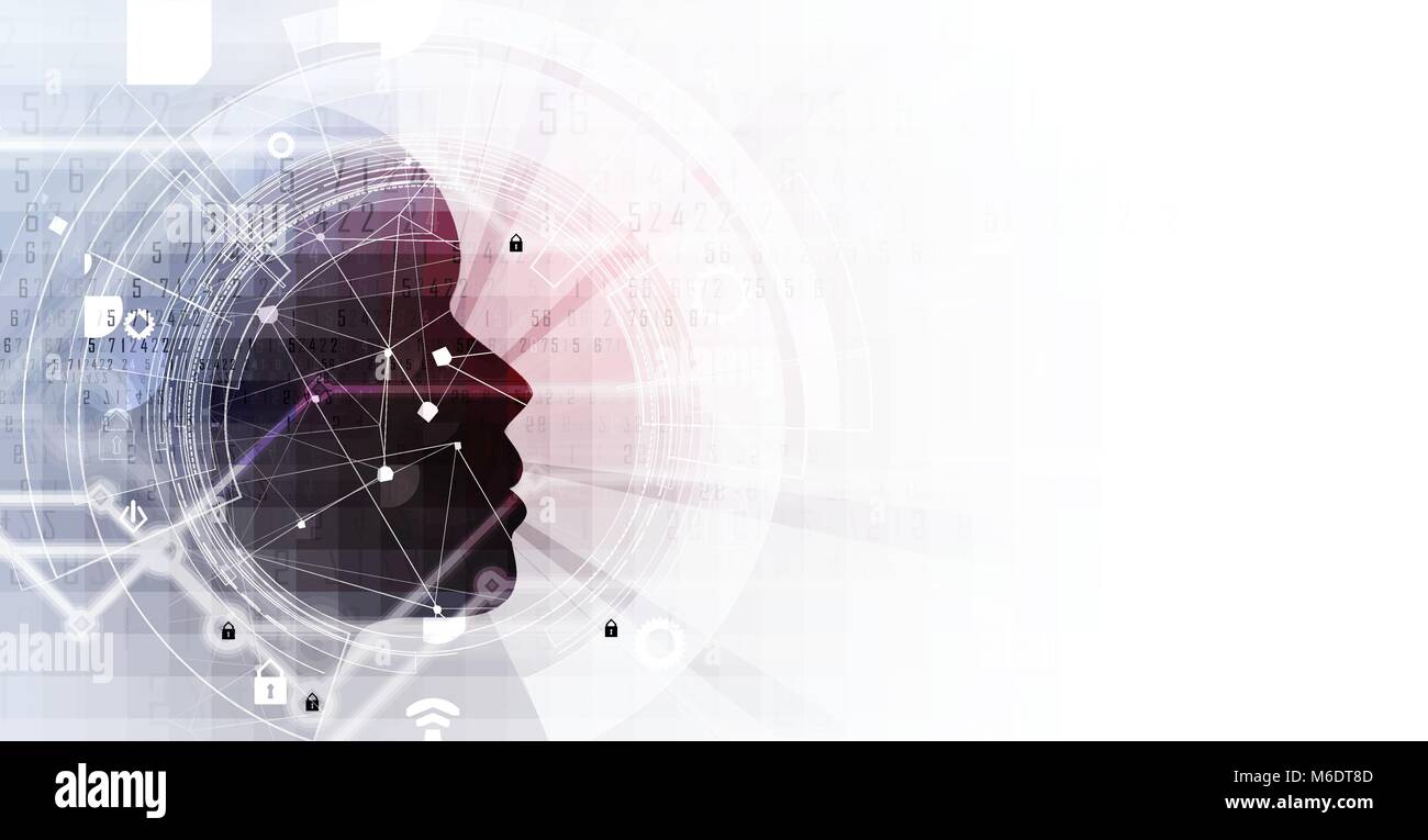 Abstract Artificial intelligence. Technology web background. Virtual ...