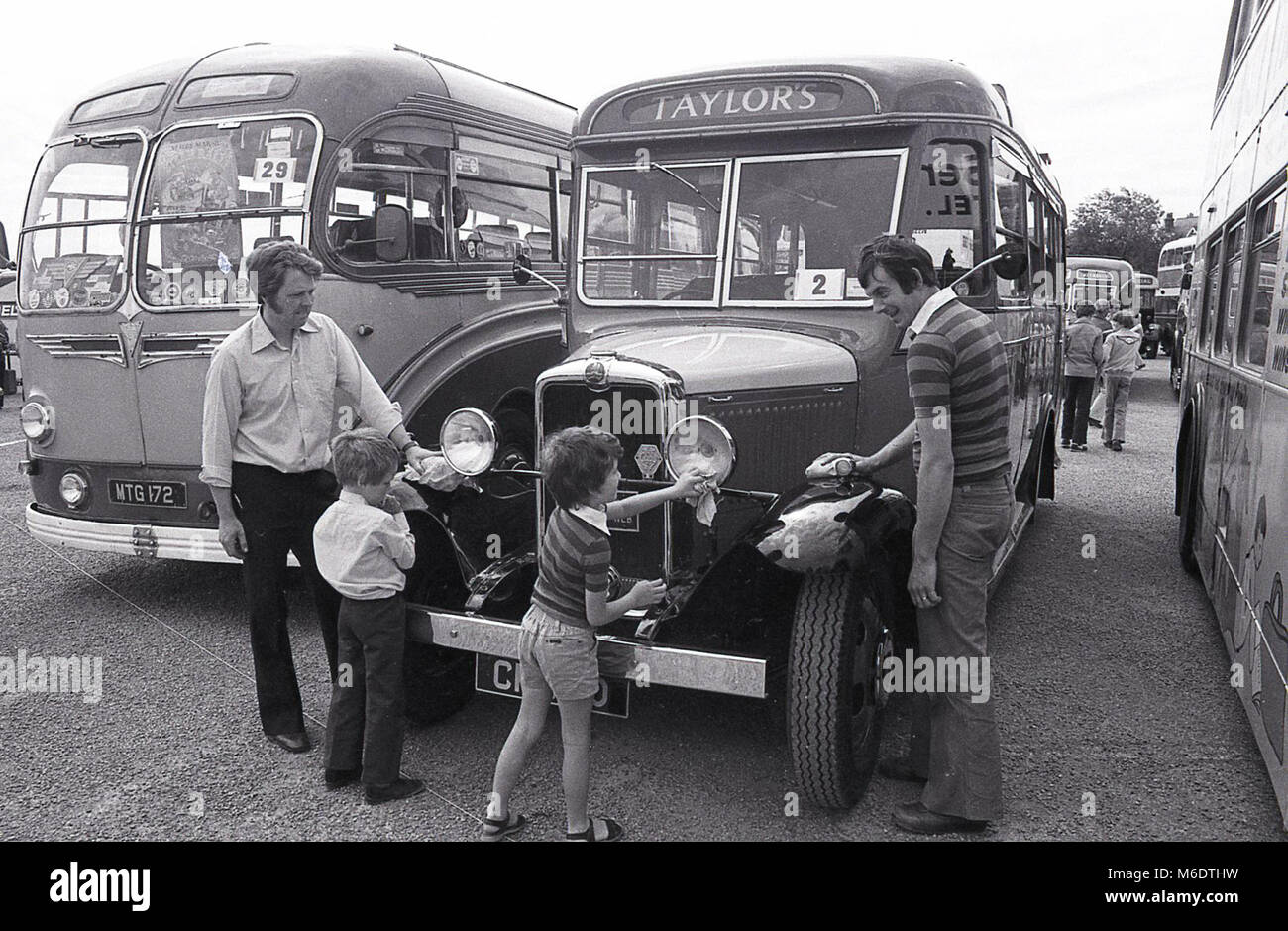 1970s, visitors on a family friendly day out at vintage transport show ...