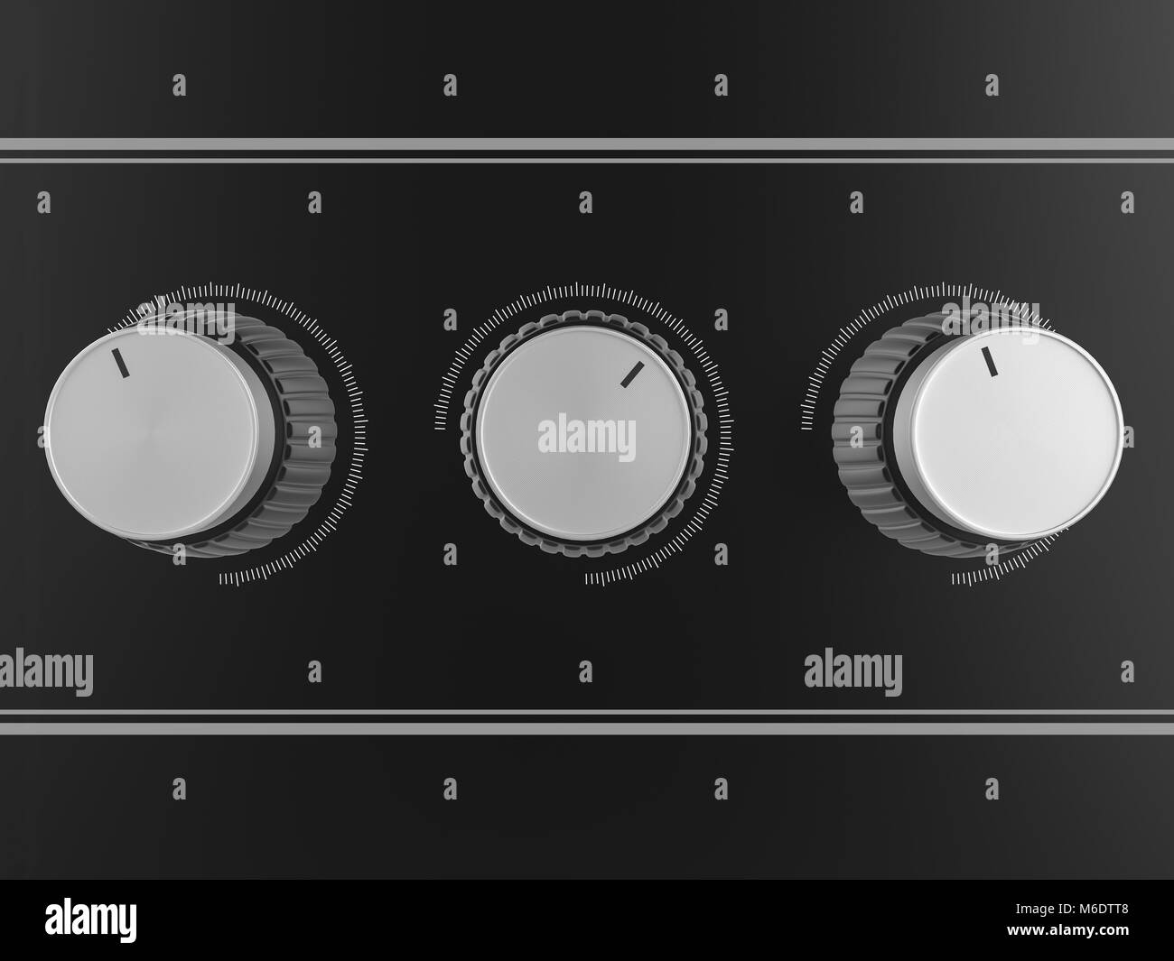 Metal sound volume control knobs. 3d Illustration Stock Photo - Alamy