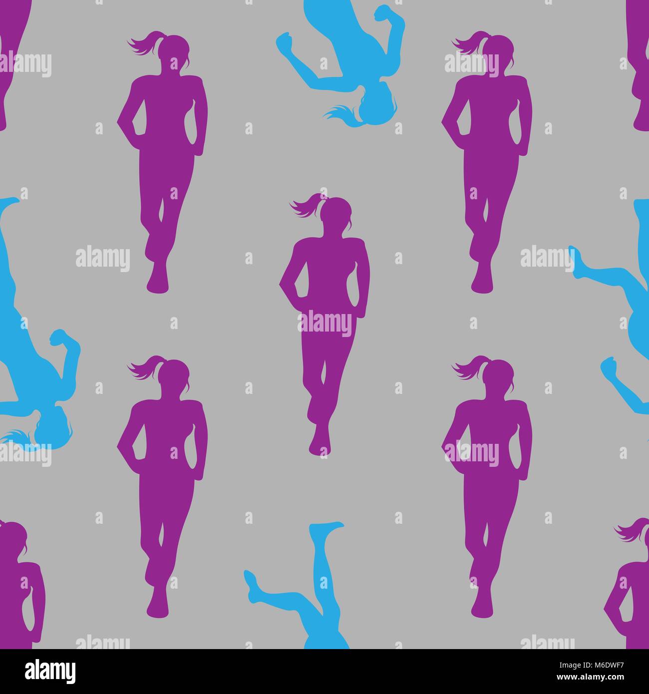 Colored silhouette of a running gir. Run, sport, active people ...