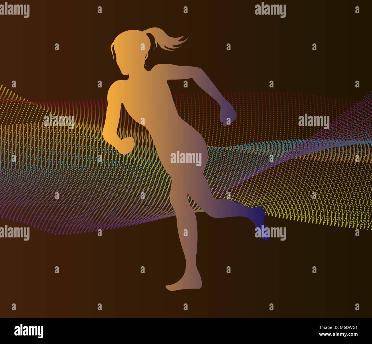 Colored silhouette of a running gir. Run, sport, active people. 10eps ...